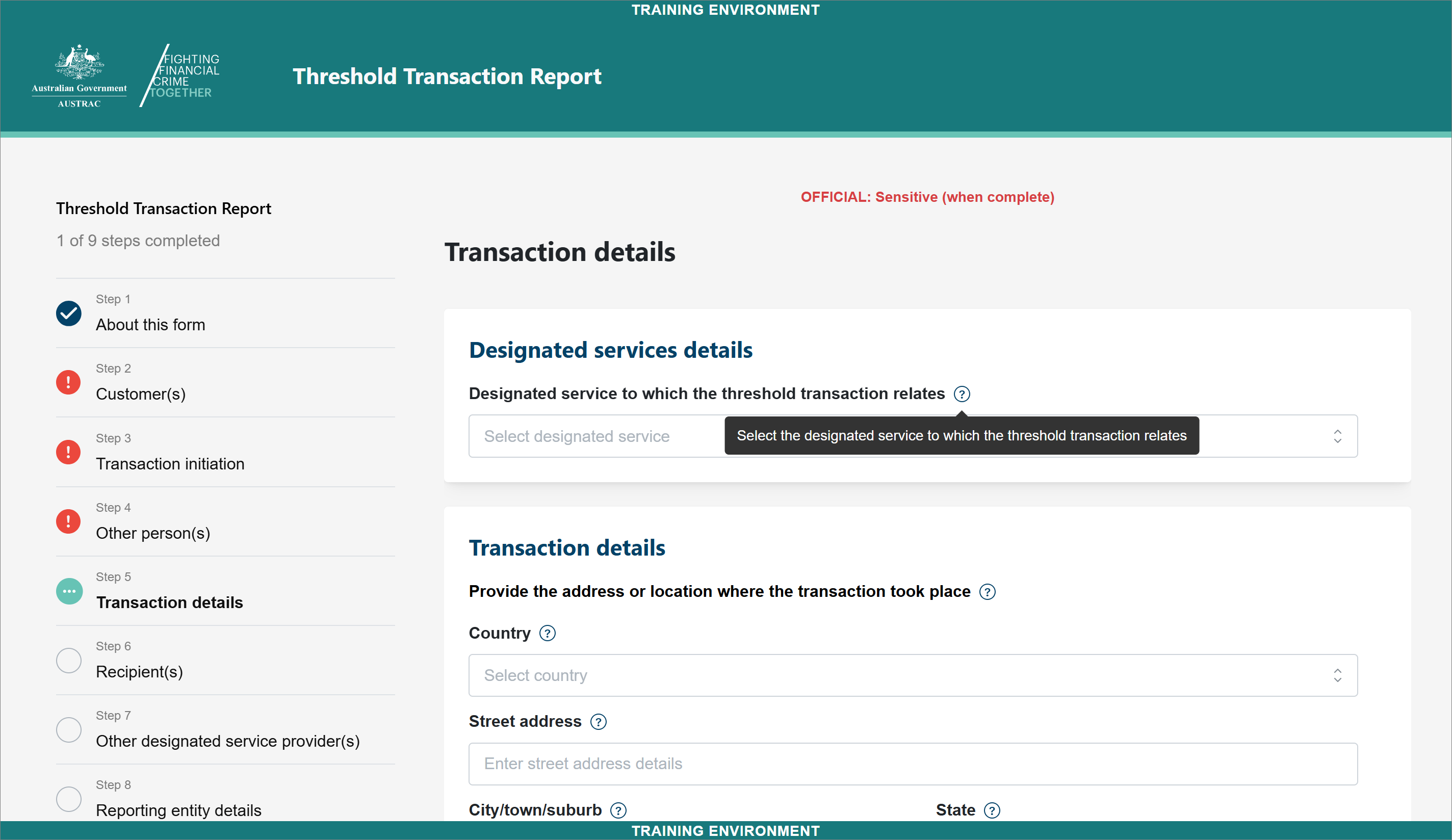 QRG: Submitting a threshold transaction report (TTR) in the training ...